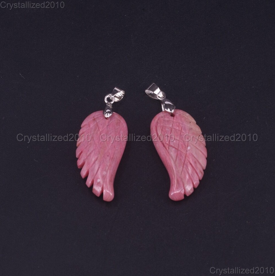 Natural Gemstone Carved Angel Wing Reiki Chakra Healing Pendant ...