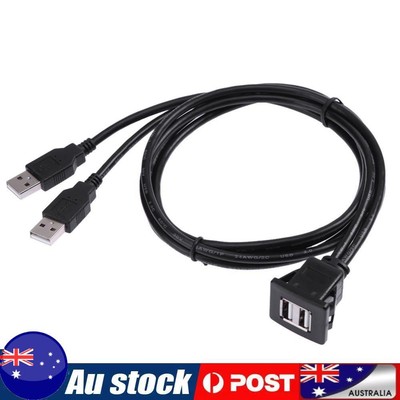 1m USB Panel Flush Mount Cable Dual USB2.0 A Male to Female Car Mount ...