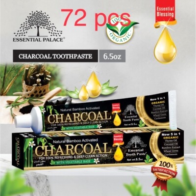 72 Tubes Bamboo CHARCOAL Toothpaste By Essential Palace 5 in 1 ...