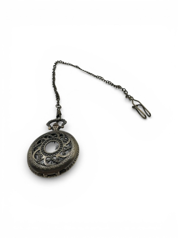 Antique-Inspired Quartz Pocket Watch With Intricate Filigree Design ...