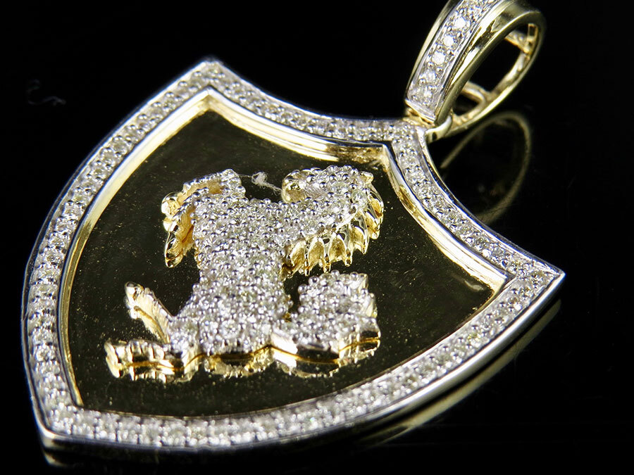 10K Yellow Gold Ferrari Logo Horse Shield Genuine Diamond Pendant Charm ...