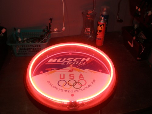 1 vintage usa olympics 1996 atlanta ga busch light BEER neon clock very ...