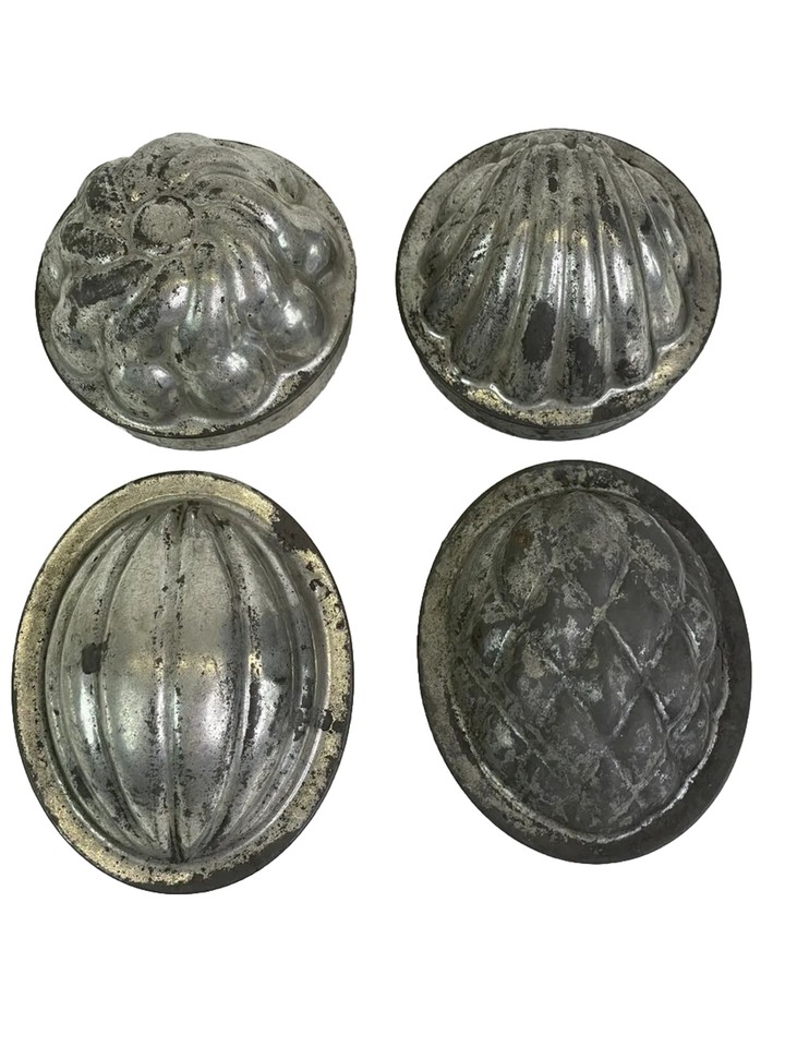 Set Of 4 Vintage Tin Individual Steamed Bread Pudding Mold 4 Shapes ...