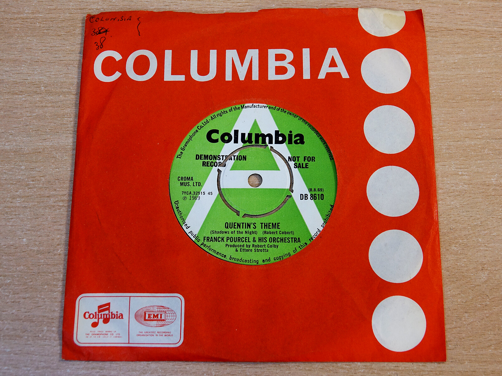 Franck Pourcel & His Orchestra/Quentin's Theme/1969 Columbia 7" Single ...