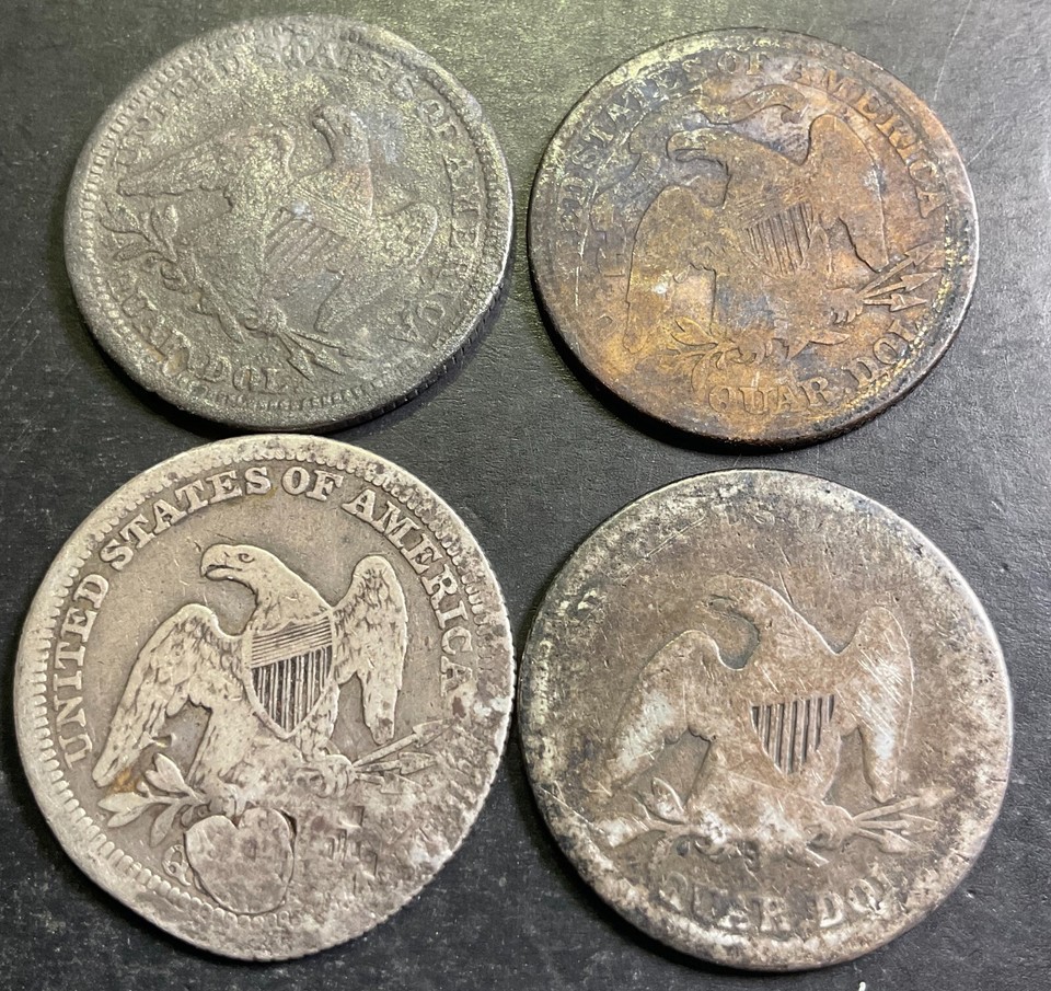 Mixed Lot of 4 Seated Liberty Quarters 185X 1854 1856 1876 #3 | eBay