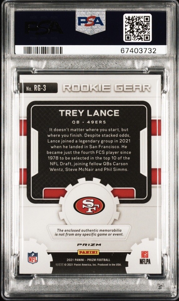 2021 Prizm Trey Lance RG3 Rookie Gear PSA 10 Gem Mint 💎Neon Green ...