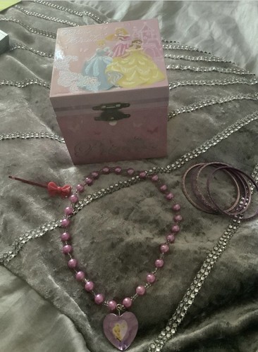 Disney Princess Jewellery Box Keepsake Tinkerbell Necklace Bangles Clip ...