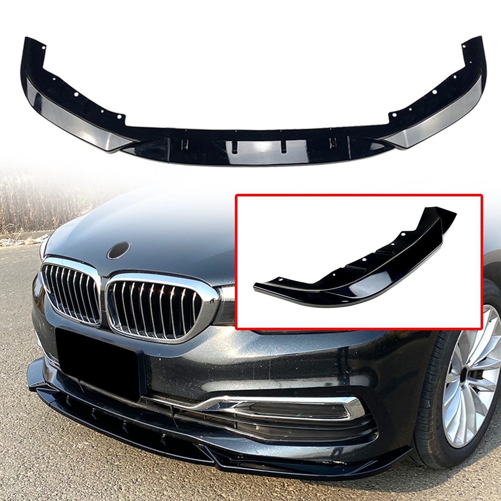 Front Bumper Lip Spoiler Splitters ABS For BMW 5 Series G30 525i 530i ...