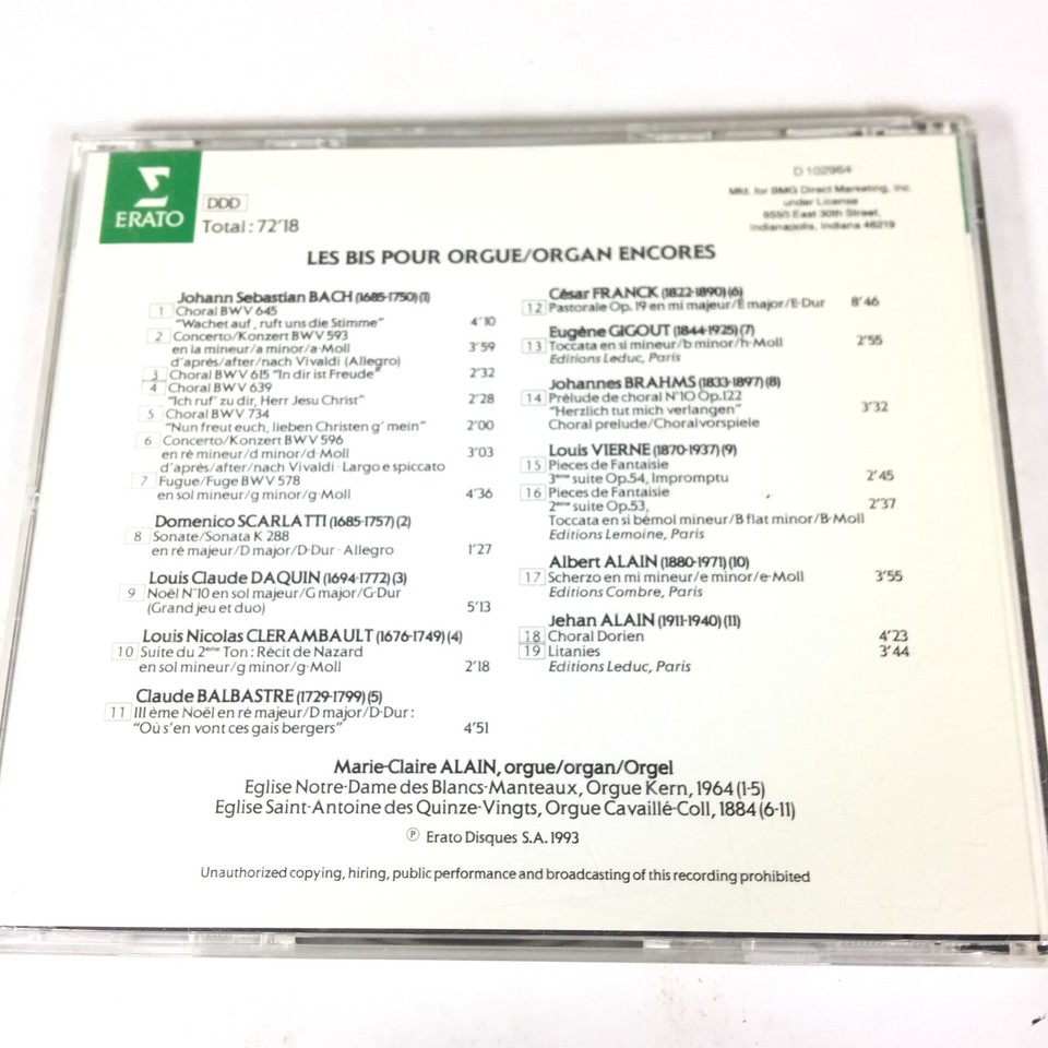MARIE-CLAIRE ALAIN - Les Bis Pour Orgue Organ Encores - AUDIO CD | eBay