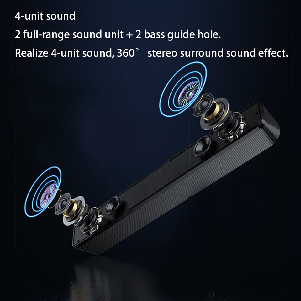 Surround Sound Bar Speaker System Wired 3.5mm Subwoofer TV Home Theater ...