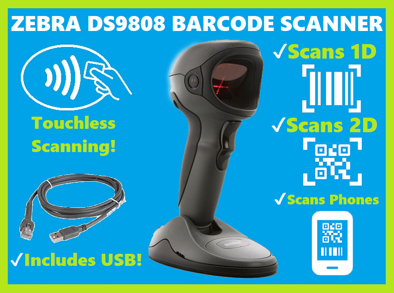 Zebra DS9808-SR00007NNWR 2D/1D/QR Code Barcode Scanner w/ USB cable! ⭐🔥 ...