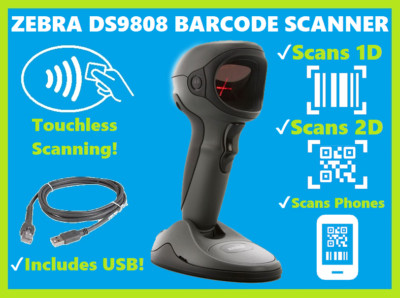 Zebra DS9808-SR00007NNWR 2D/1D/QR Code Barcode Scanner w/ USB cable! ⭐🔥 ...