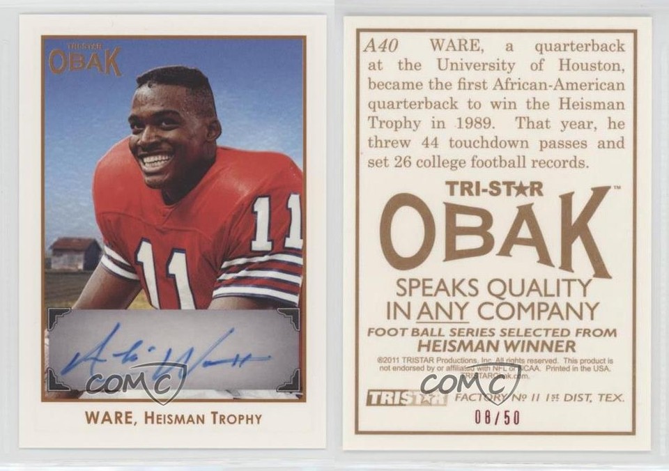 2011 TRI-STAR Obak Brown 8/50 Andre Ware #A40 Auto 2b2 | eBay