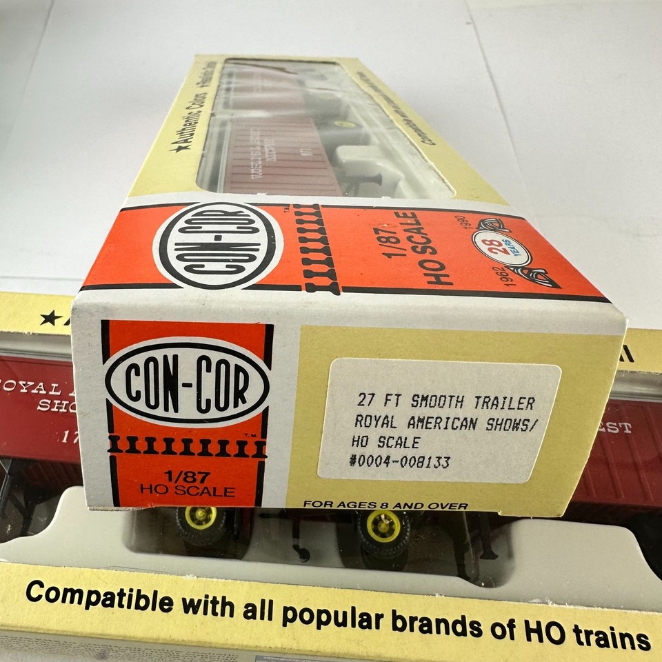 Con-Cor HO Scale 1/87 Royal American Shows 27 Ft Smooth Trailer Set | eBay