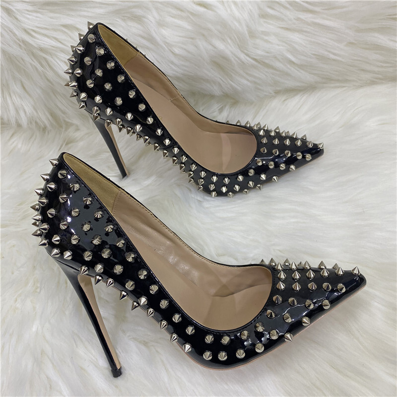 New Punk Rivet High Heels Ultra High Pointed Toe Heels Shallow Mouth ...