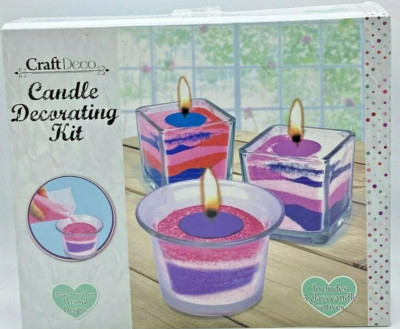 Glass Candle Craft Deco Candle Decorating Kit Votives & Coloured Sand ...