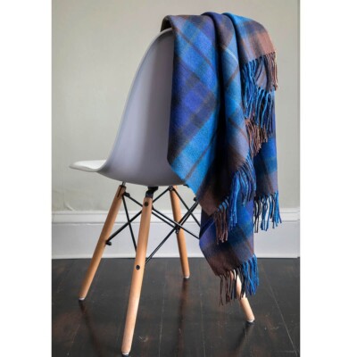 Pure Lambswool Buchanan Blue Tartan Travel Rug/Blanket - Made in ...
