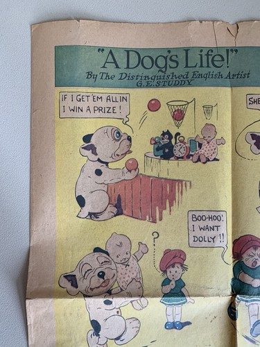 Antique 1926 G.E. Studdy Weekly American Newspaper Comic Strip Bonzo ...