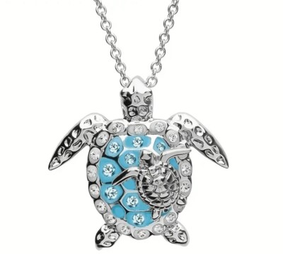 Gorgeous Silvery Mother Child Sea Turtle Pendant Necklace Creative ...