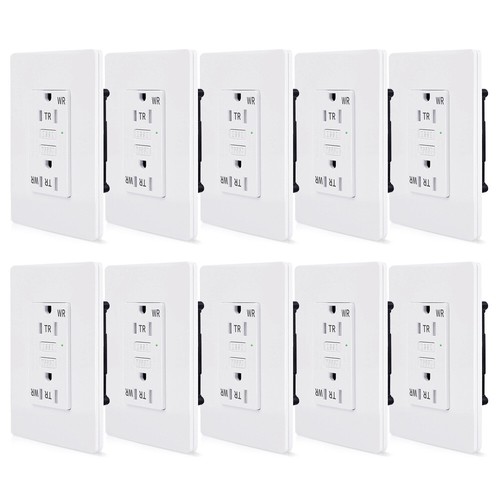 10PK Slim 15Amp GFCI Outlet GFI Receptacle LED Indicator TR WR with ...