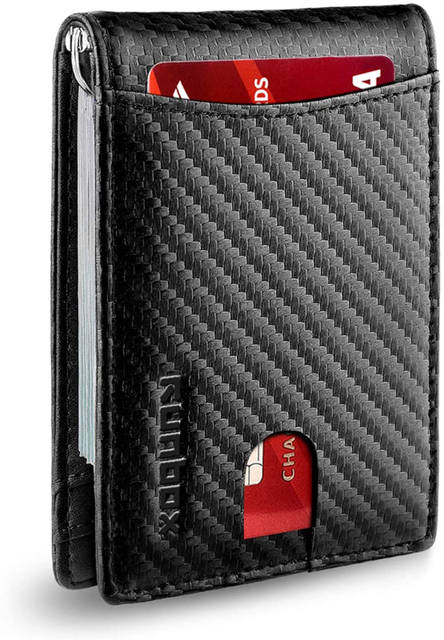 RUNBOX Minimalist Slim Wallet for Men with Money Clip RFID Blocking ...