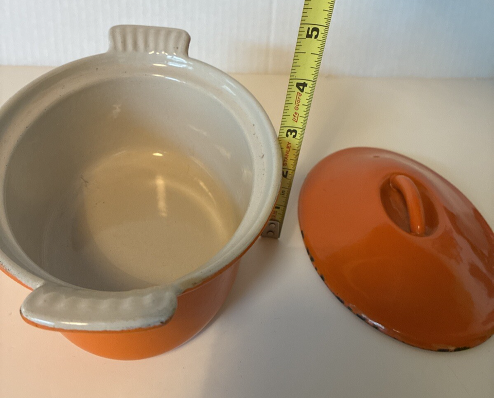 Vintage Le Creuset Orange Enamel Dutch Oven French Cast Iron Pot with ...