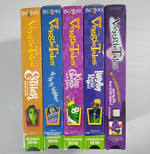 Lot of 5 VeggieTales ( VHS ) Cartoons Courage Selfishness Love Your ...
