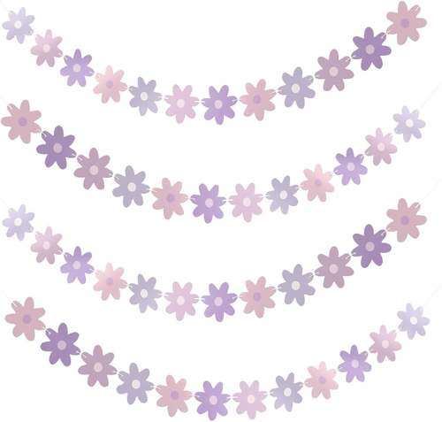 4Pcs Daisy Boho Banner Party Decorations Cute Daisy Party Banner Purple ...