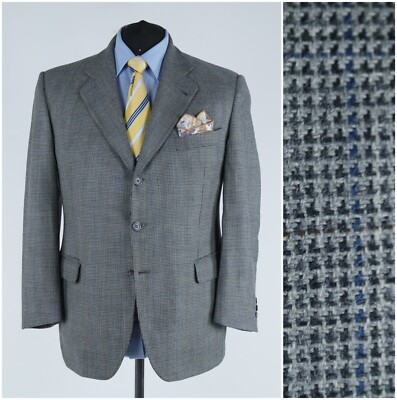 Mens Tweed Jacket 46S US Size EMIDIO TUCCI Plaid Grey Wool Blazer Sport ...