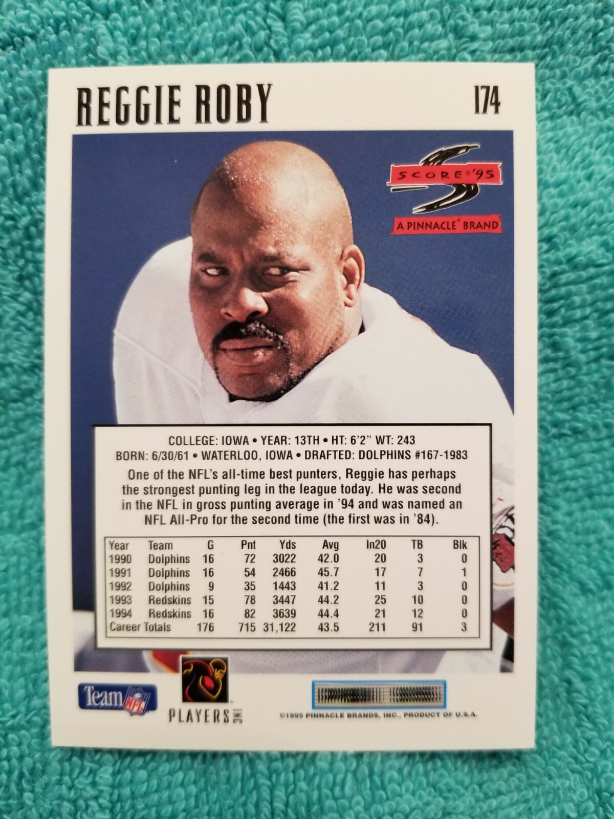 1995 Score - #174 Reggie Roby for sale online | eBay