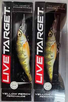 2- Live Target Yellow Perch 3- 5/8" runs 7'-10' Natural Matte crankbait ...