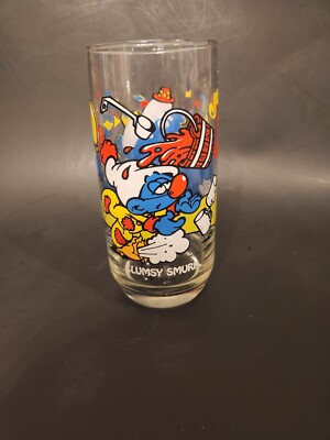 Clumsy Smurf Glass 1983 Smurfs | eBay