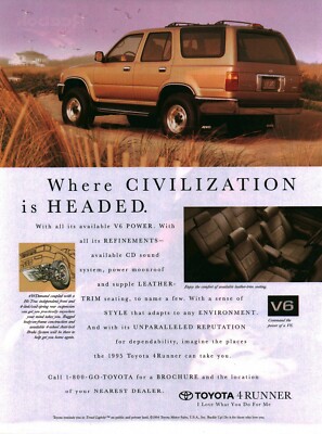 1994 PRINT AD - TOYOTA SUV AD - TOYOTA 4RUNNER...WHERE CIVILIZATION IS ...