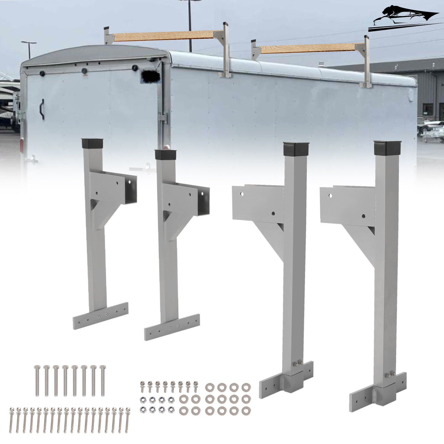 Adjustable Roof Ladder Rack Bracket Kit For Open or Enclosed Trailers ...