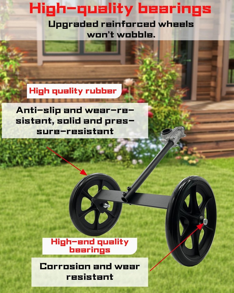 20" Adjustable String Trimmer Support Wheel w/ 0.98-1.34" Shaft for Gas ...