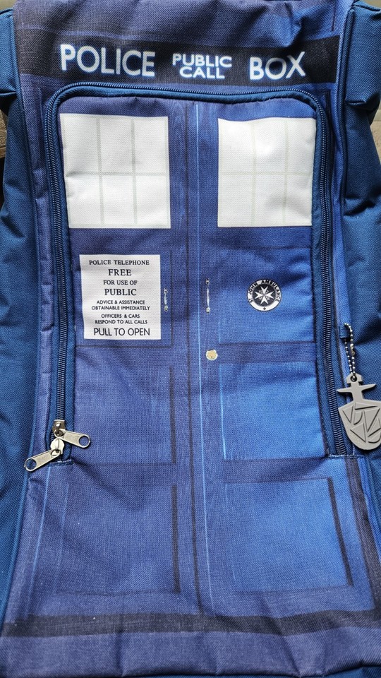 BBC DOCTOR WHO Tardis Police Call Box Backpack Bookbag 20" Blue - Great ...