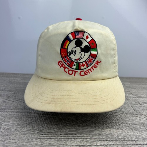 Vintage 90s Disney Epcot Center Hat Cap Strap Back White Mickey Mouse ...