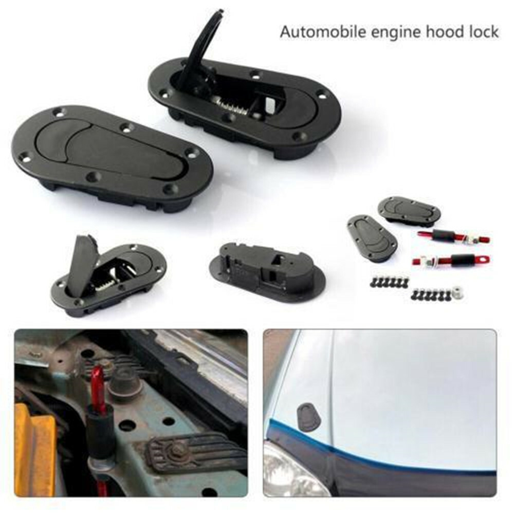 2X Universal Flush Mount Bonnet Pins Locking Generation Car Flush Hood ...