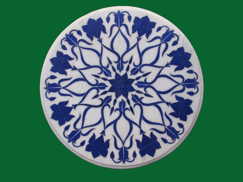 23" Marble Coffee Table Top Lapis Inlay Handicraft Work For Home Decor ...