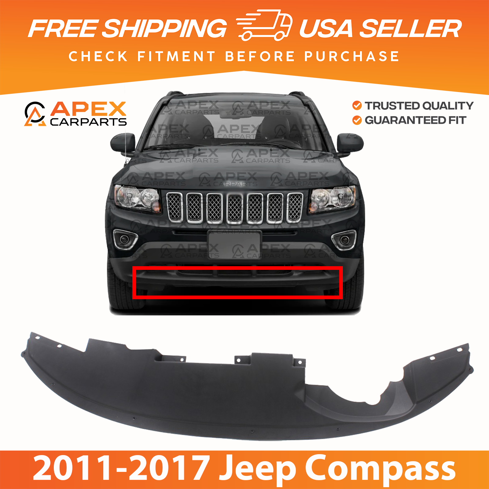New Front Lower Air Dam Deflector Valance Apron For 2011-2017 Jeep ...
