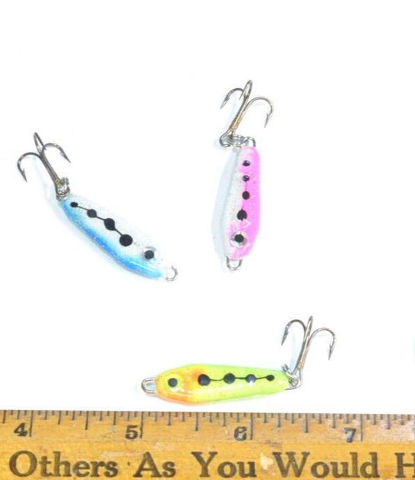 3 - 1/4 oz RATTLING JIGGING GLOW LEAD SLAB ICE FISHING SPOON LURES | eBay