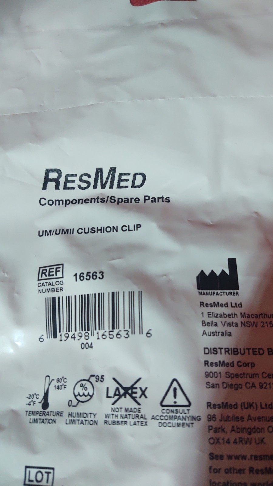 ResMed Ultra Mirage/Ultra Mirage II Nasal Mask Cushion Clip 16563
