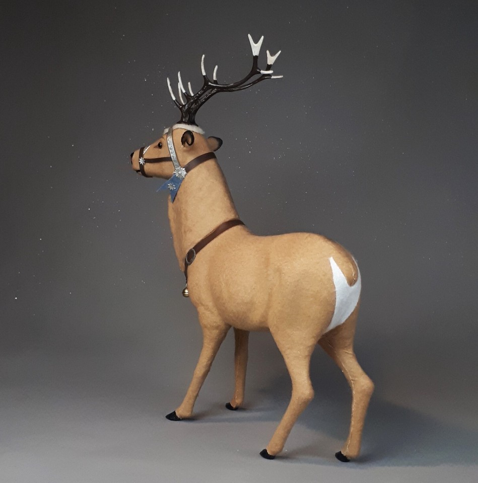 14,5"Paper mache*German REINDEER*Candy Container.(beige)*by Paul Turner ...