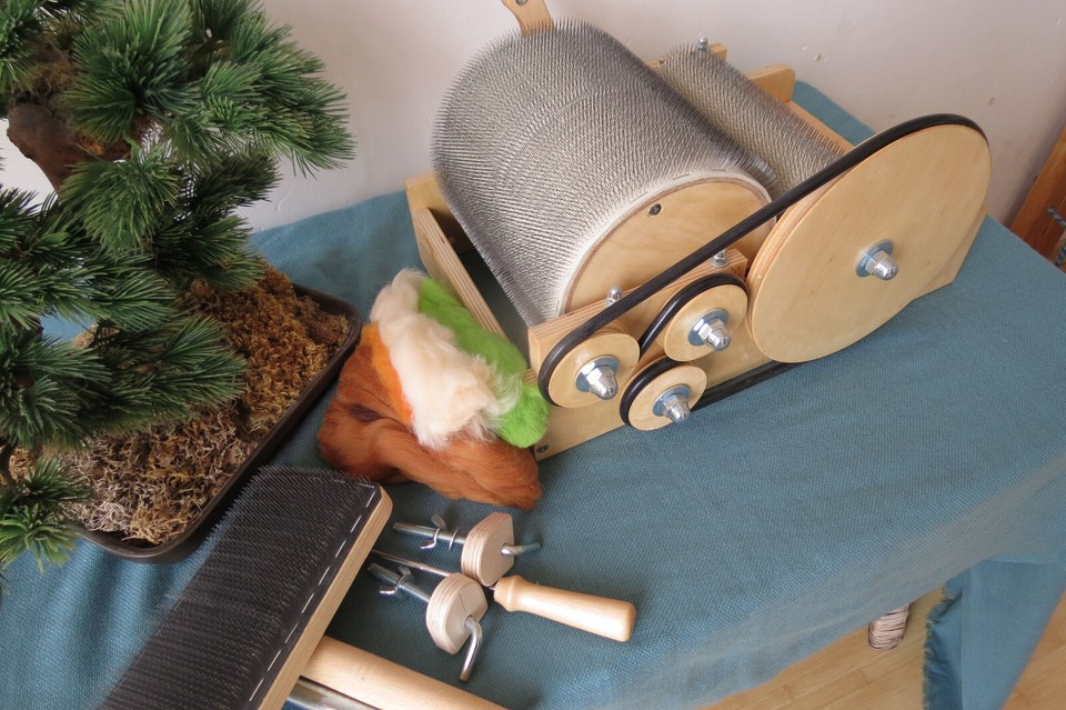 Wooden Drum Carder for wool Fiber Combing Cardings Blending Board - 72 ...