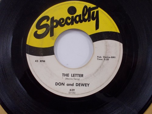 Don & Dewey 45 The Lettre / Koko Joe R'N'B 1958 Spécialité w1432 | eBay