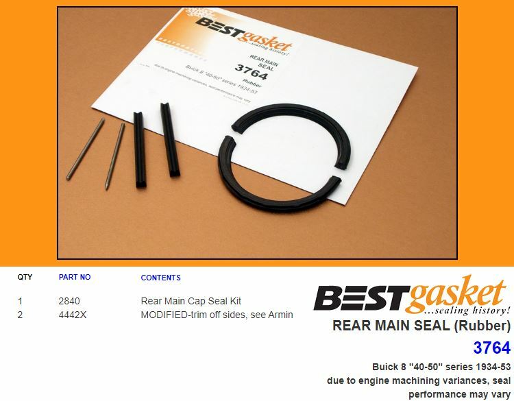 1939-1953 Buick 233 248 263 40 50 Series RUBBER Rear Main Seal Set ...