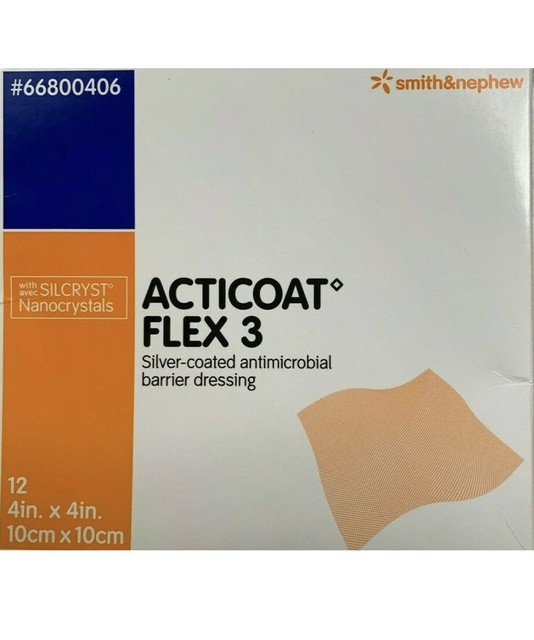 Smith & Nephew ACTICOAT Flex 3 Dressing With Silcryst Nanocrystals 4x4 ...