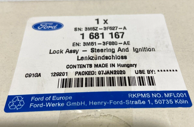 Genuine Ford Steering & Ignition Lock 1681167 - 3m51f880ae for sale ...