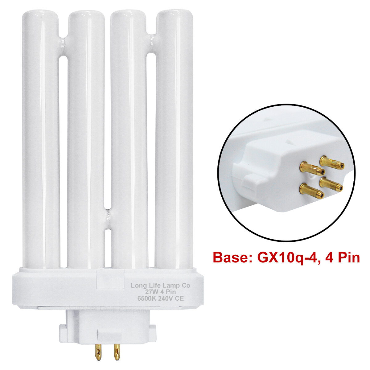 27w PLS Daylight Bulb For Reading Lamp, Base GX10Q-4 4 Pin CFL Tube ...