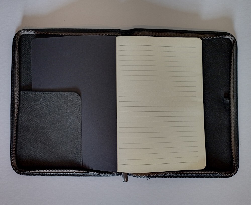 WHSmith Moderno A5 Black Zip Cover Ruled Notebook Faux Leather Cover ...